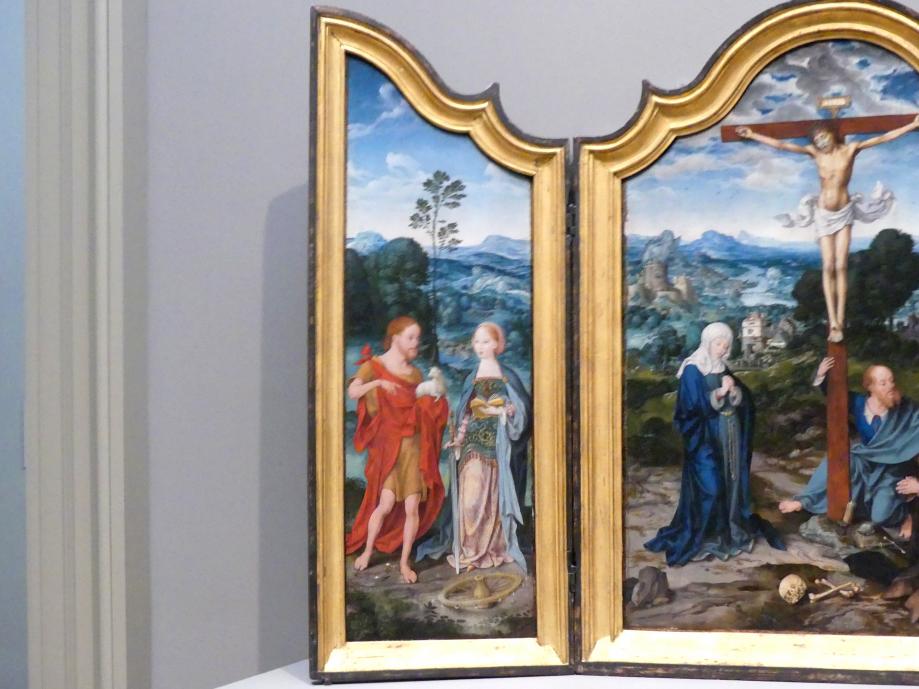 Gekreuzigter Christus mit Heiligen und einem Stifter, Joos van Cleve (Joos van der Beke), um 1520