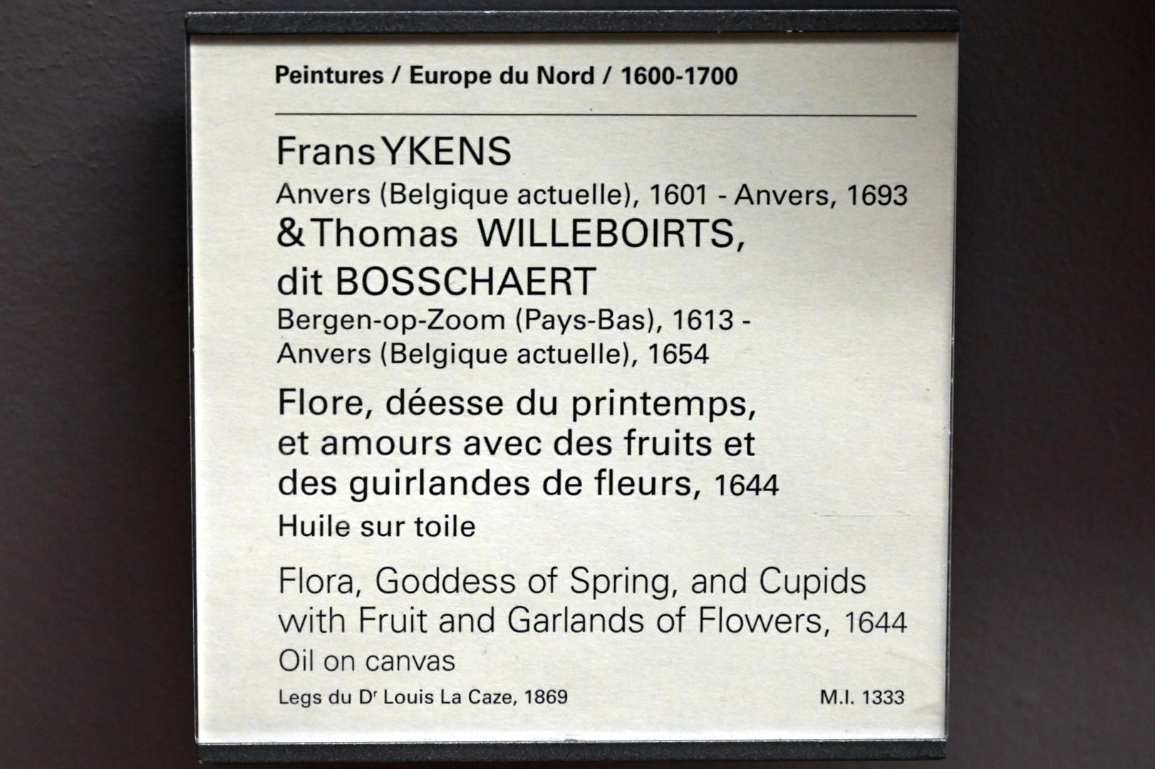 Flora, Göttin der Blüte, und Amoretten mit Früchten und Blumengirlanden, Frans Ykens, 1644